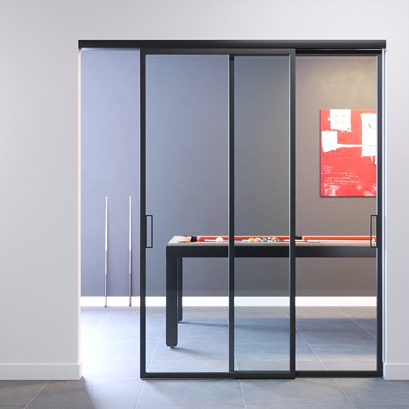 Sliding Glass Door with Black Aluminum Frame with 2 Doors – FIP Porte